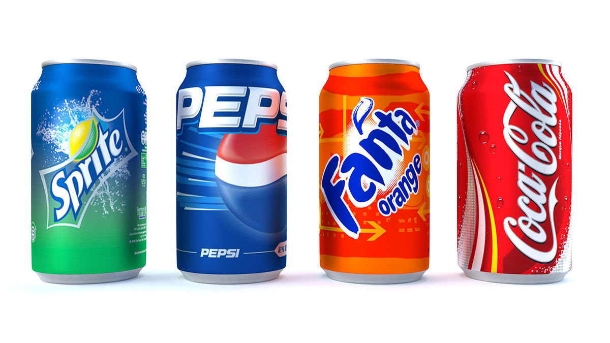 Coke Fanta Sprite Pepsi 7up Cans 3D model | CGTrader
