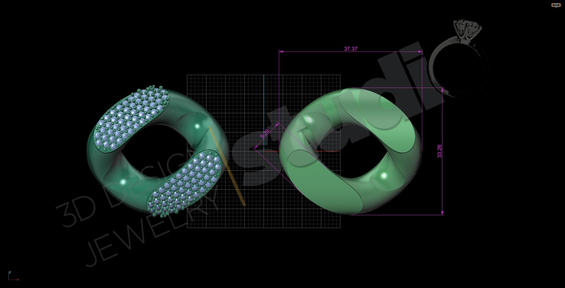Cuban chain link 3d model with and without stones 3D model 3D printable ...