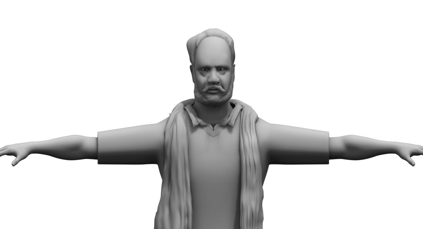 old man india 3d model 3D model | CGTrader