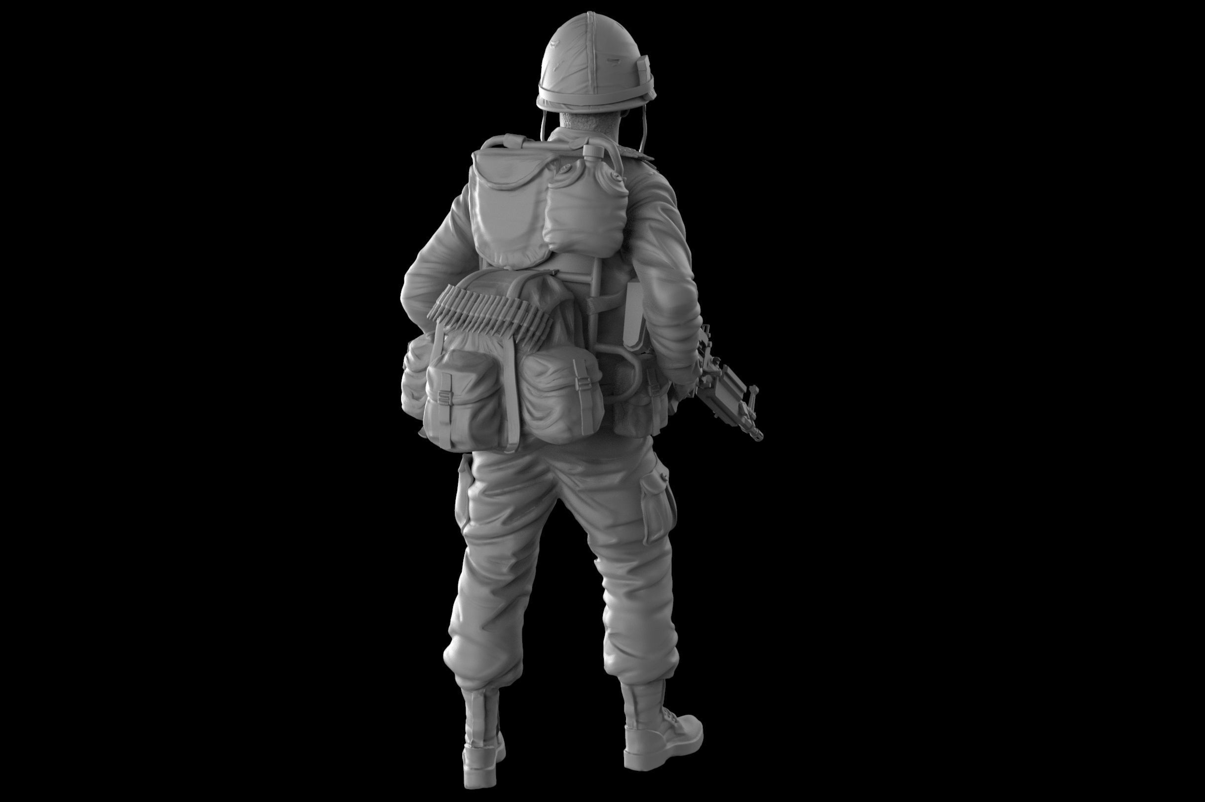 USA soldier with machine gun 1960 3D model 3D printable | CGTrader