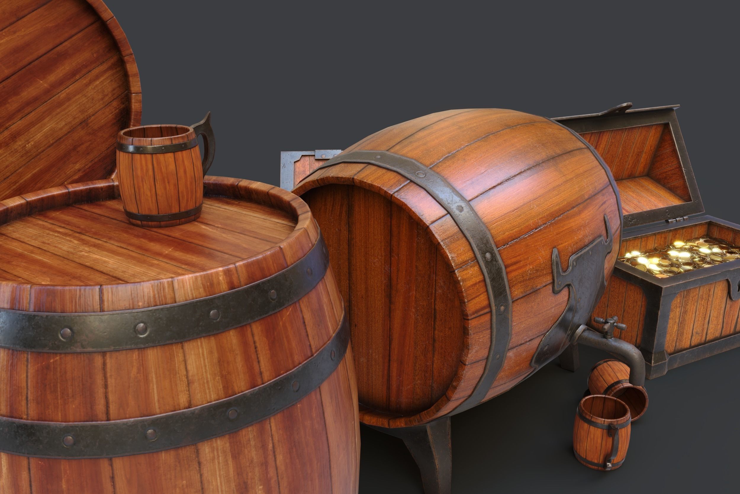 3D model Barrels Package VR / AR / low-poly | CGTrader