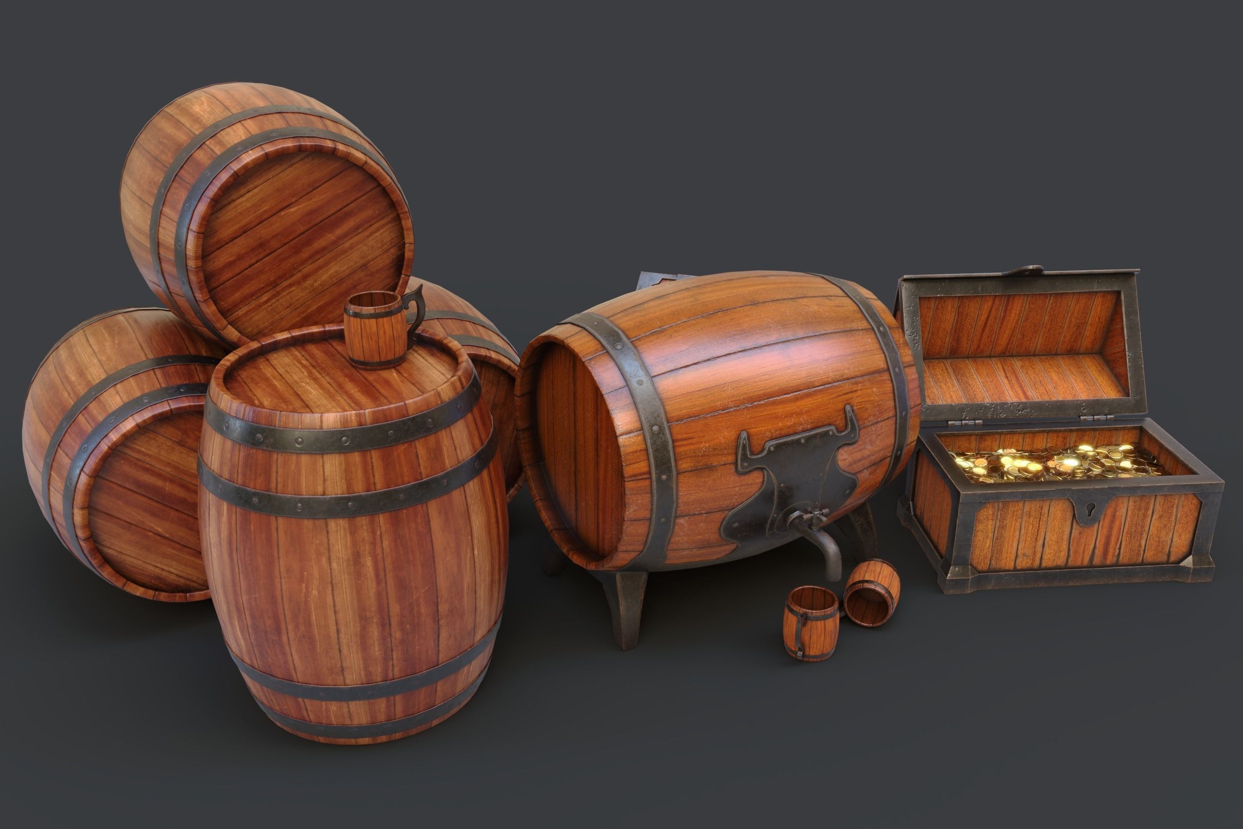 3D model Barrels Package VR / AR / low-poly | CGTrader