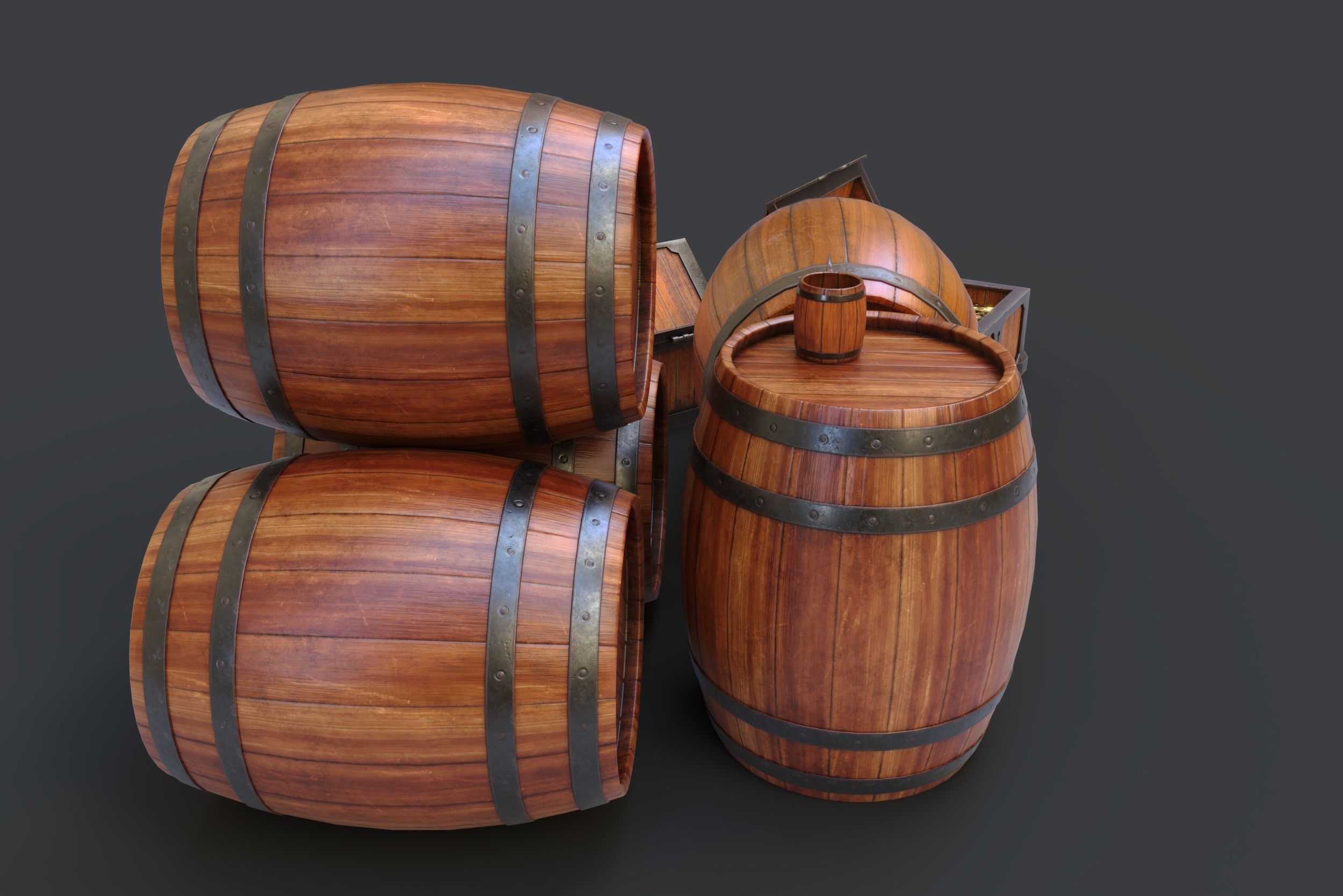 3D model Barrels Package VR / AR / low-poly | CGTrader