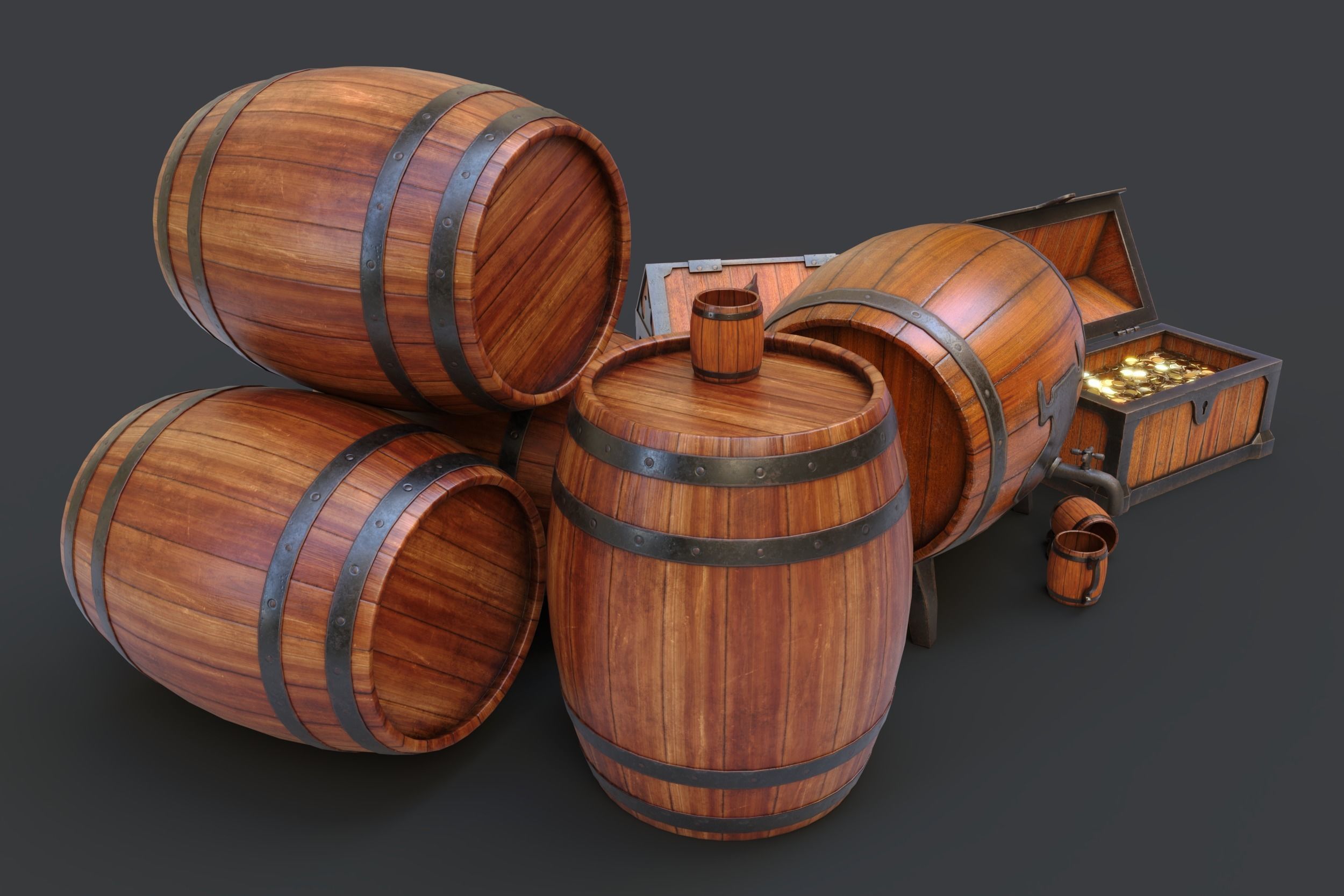 3D model Barrels Package VR / AR / low-poly | CGTrader