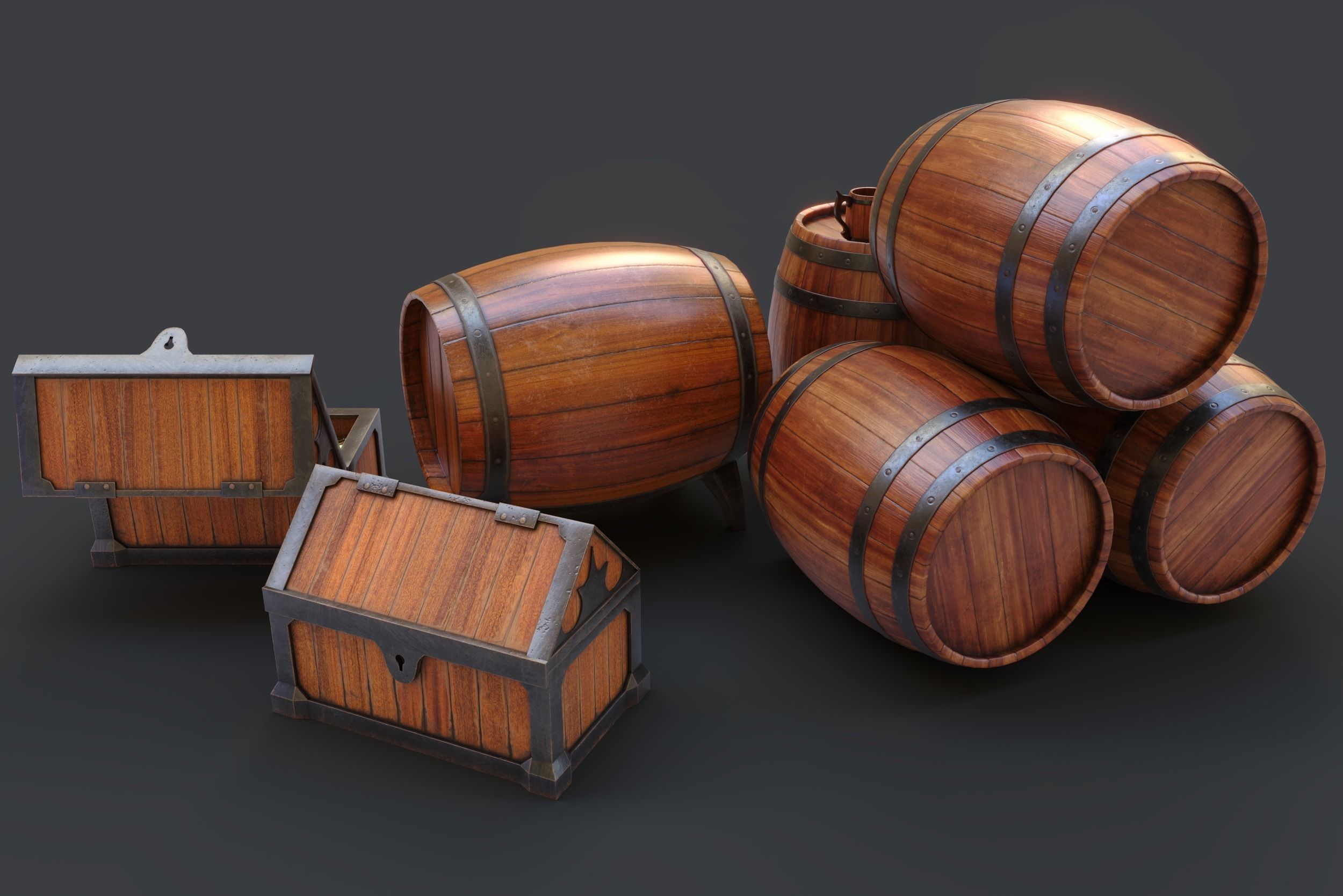 3D model Barrels Package VR / AR / low-poly | CGTrader