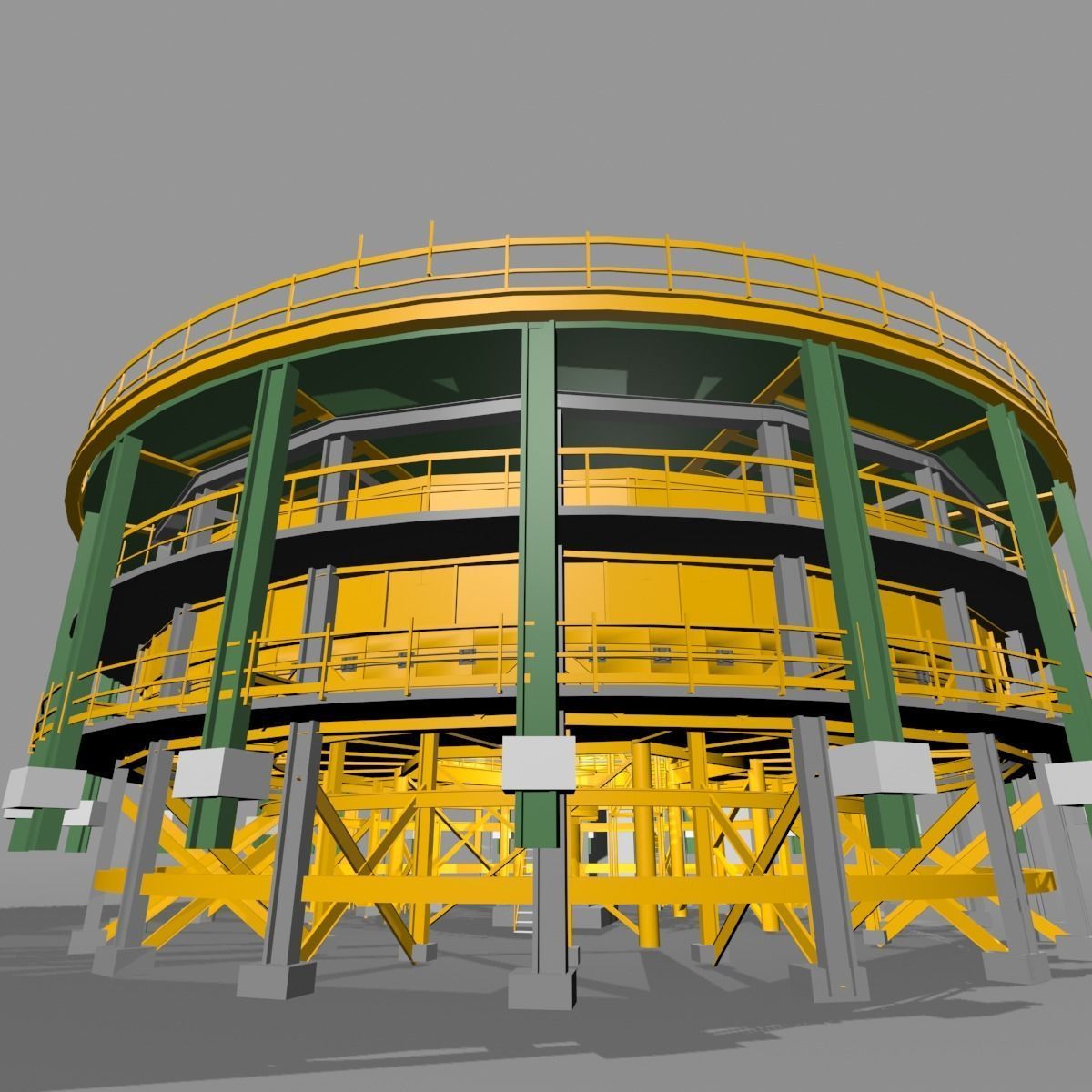 rotary kiln furnace and annular cooler 3D model rigged | CGTrader