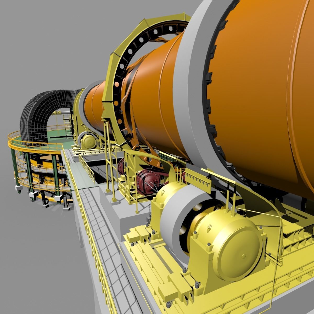 rotary kiln furnace and annular cooler 3D model rigged | CGTrader