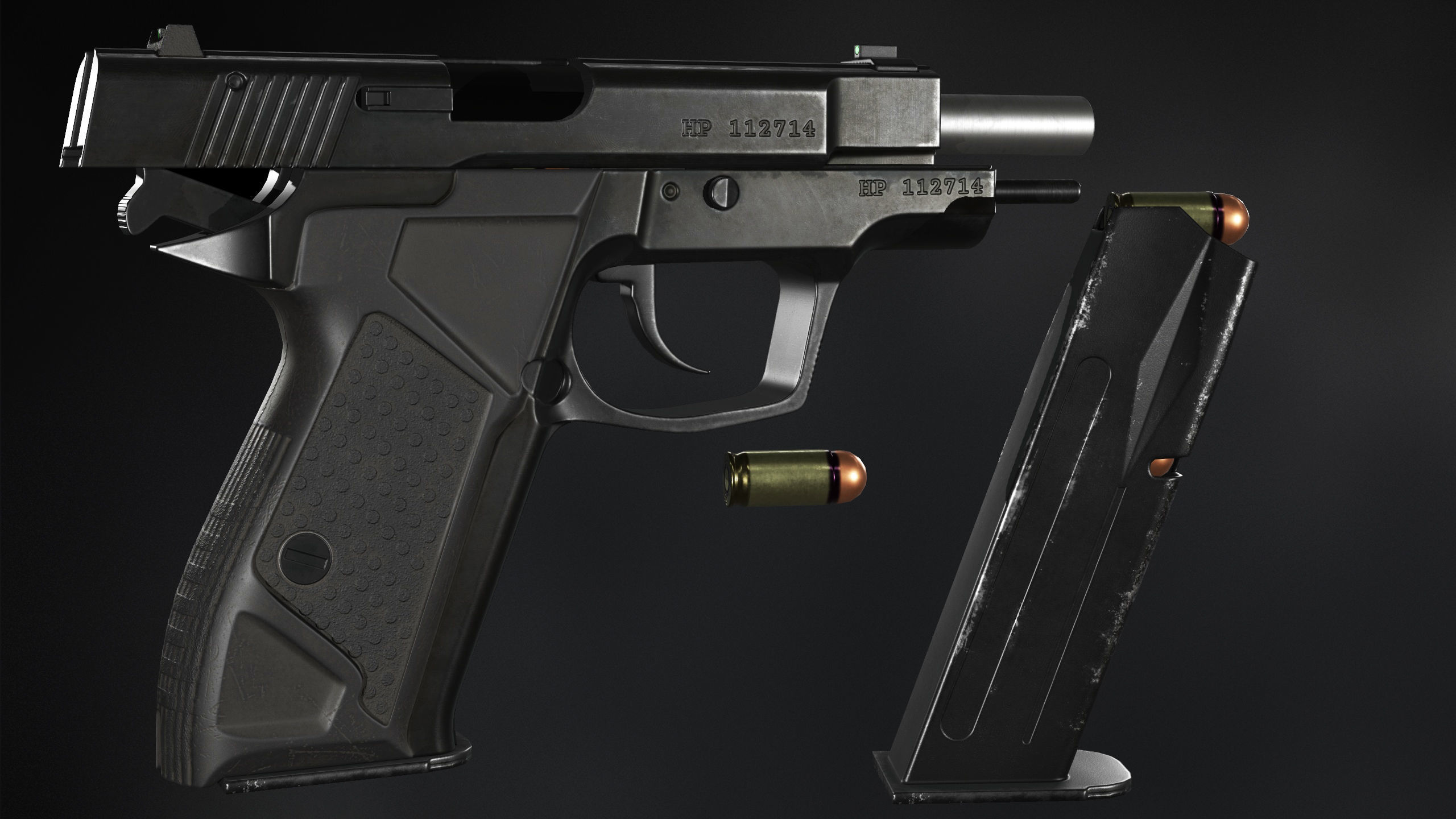 Fort-12 handgun - Model and Textures Low-poly 3D low-poly