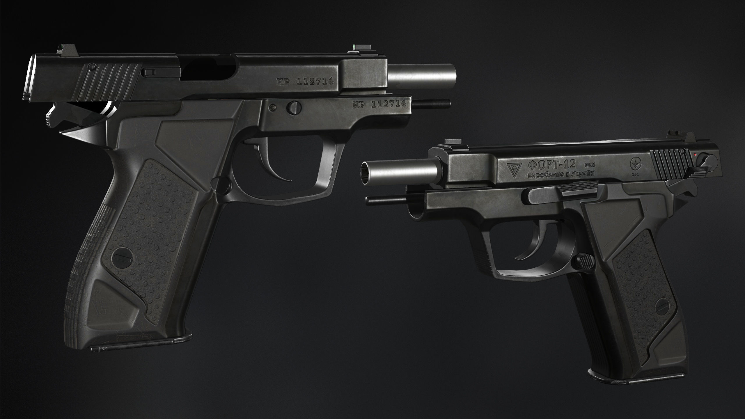 3D model Fort-12 handgun - Model and Textures Low-poly 3D model VR / AR ...