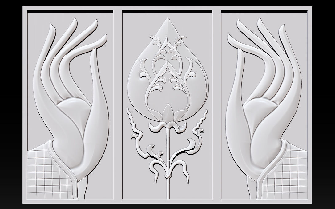 Hand and Lotus 3D model 3D printable | CGTrader