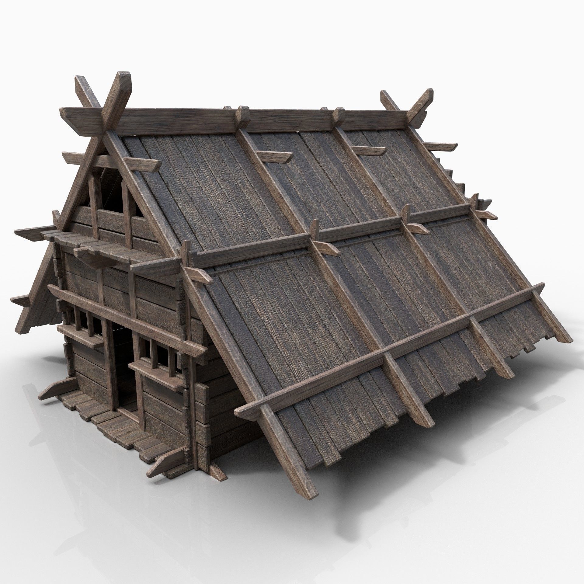 Viking Basic Hut Wooden House Cottage Medieval 3D asset 3