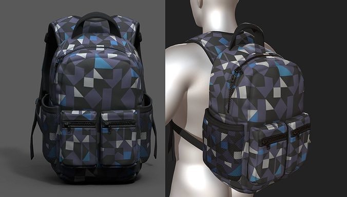 3D model Backpack Camping scifi military futuristic baggage bag VR / AR ...