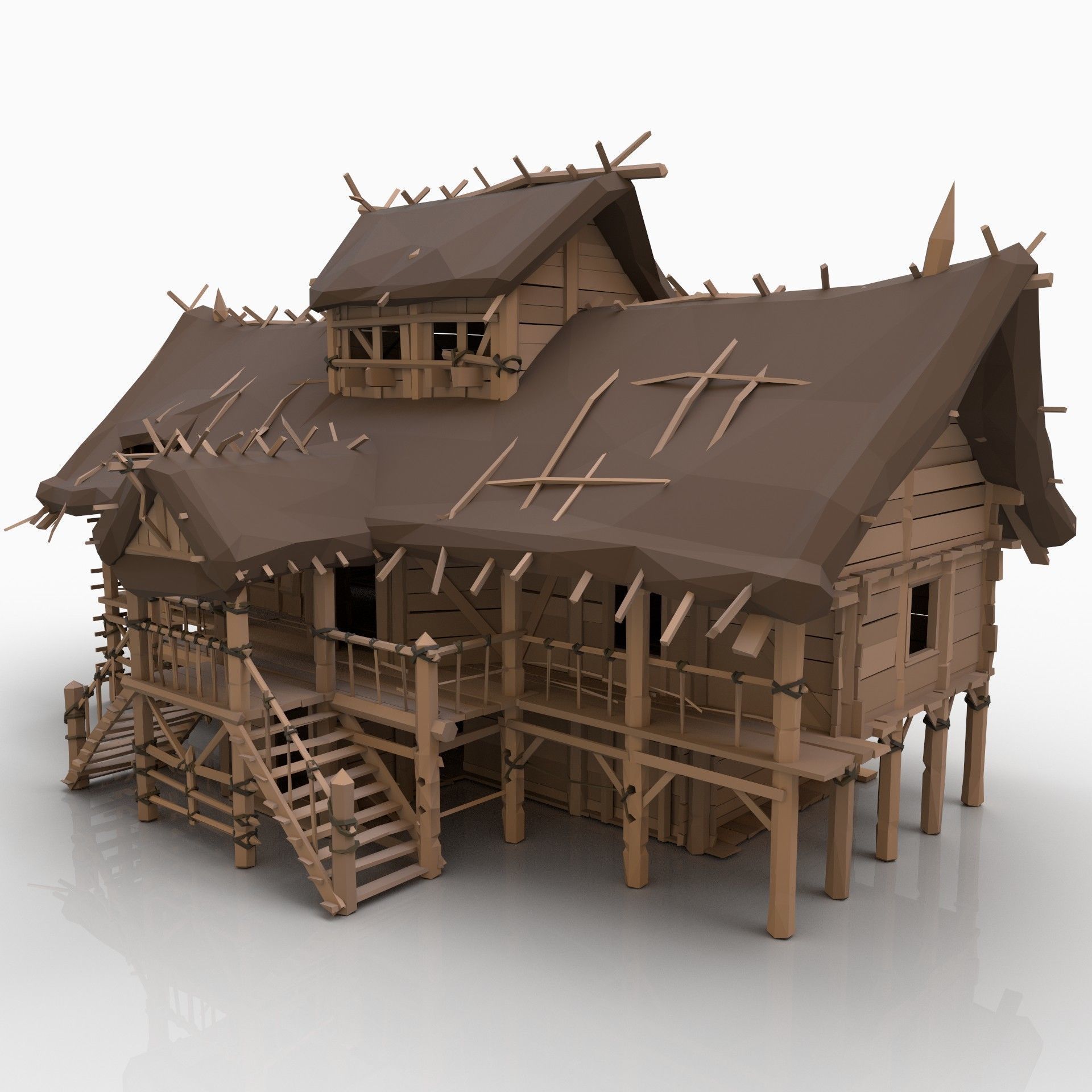 STYLIZED BIG FANTASY MEDIEVAL VIKING WOODEN COTTAGE HOUSE HUT free VR ...