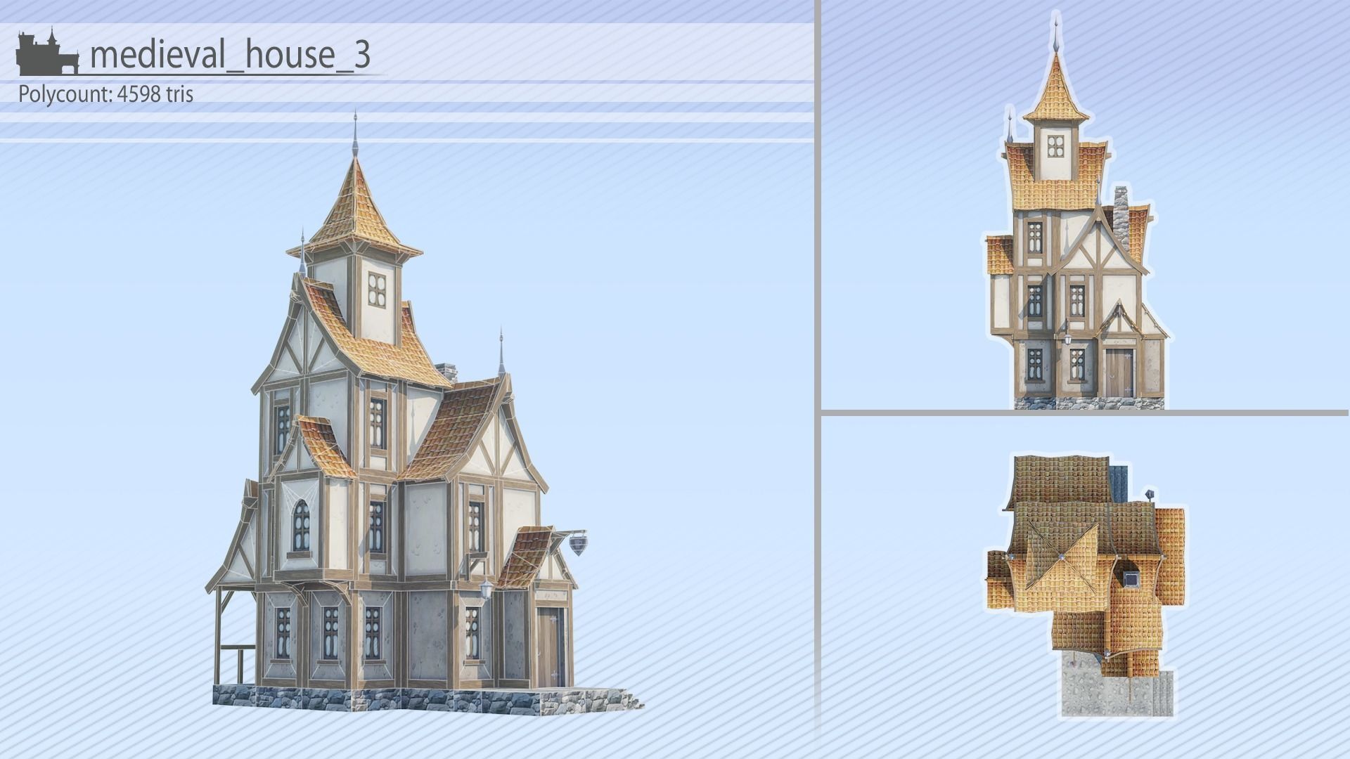 3D model Low-poly medieval houses VR / AR / low-poly | CGTrader