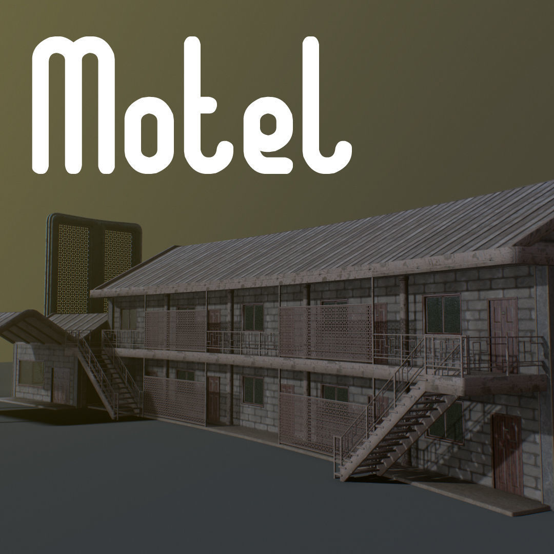 3D model Motel wooden house with roof VR / AR / low-poly | CGTrader