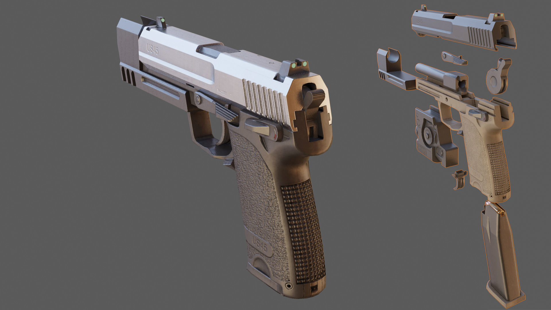 3D model HK USP 45 HL2 style VR / AR / low-poly | CGTrader