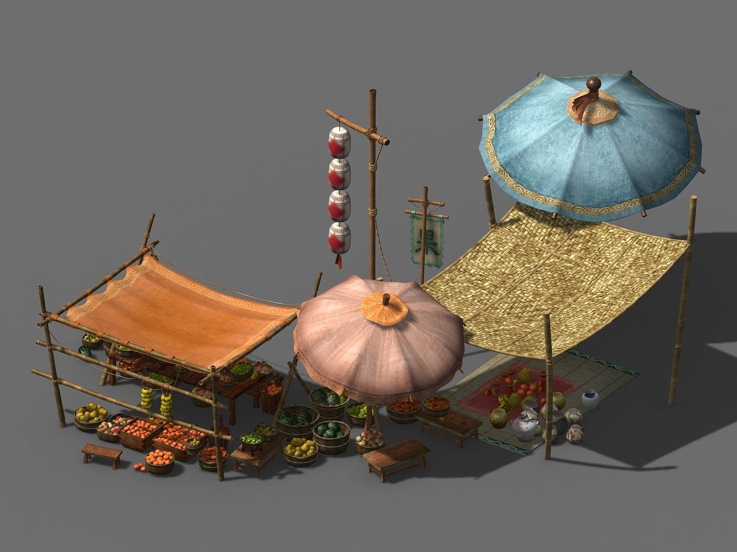 Street vendors - East City vendors 03 3D model | CGTrader