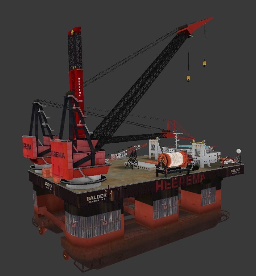 3D model Heerema Balder Semi Submersible Crane Offshore Vessel VR / AR ...