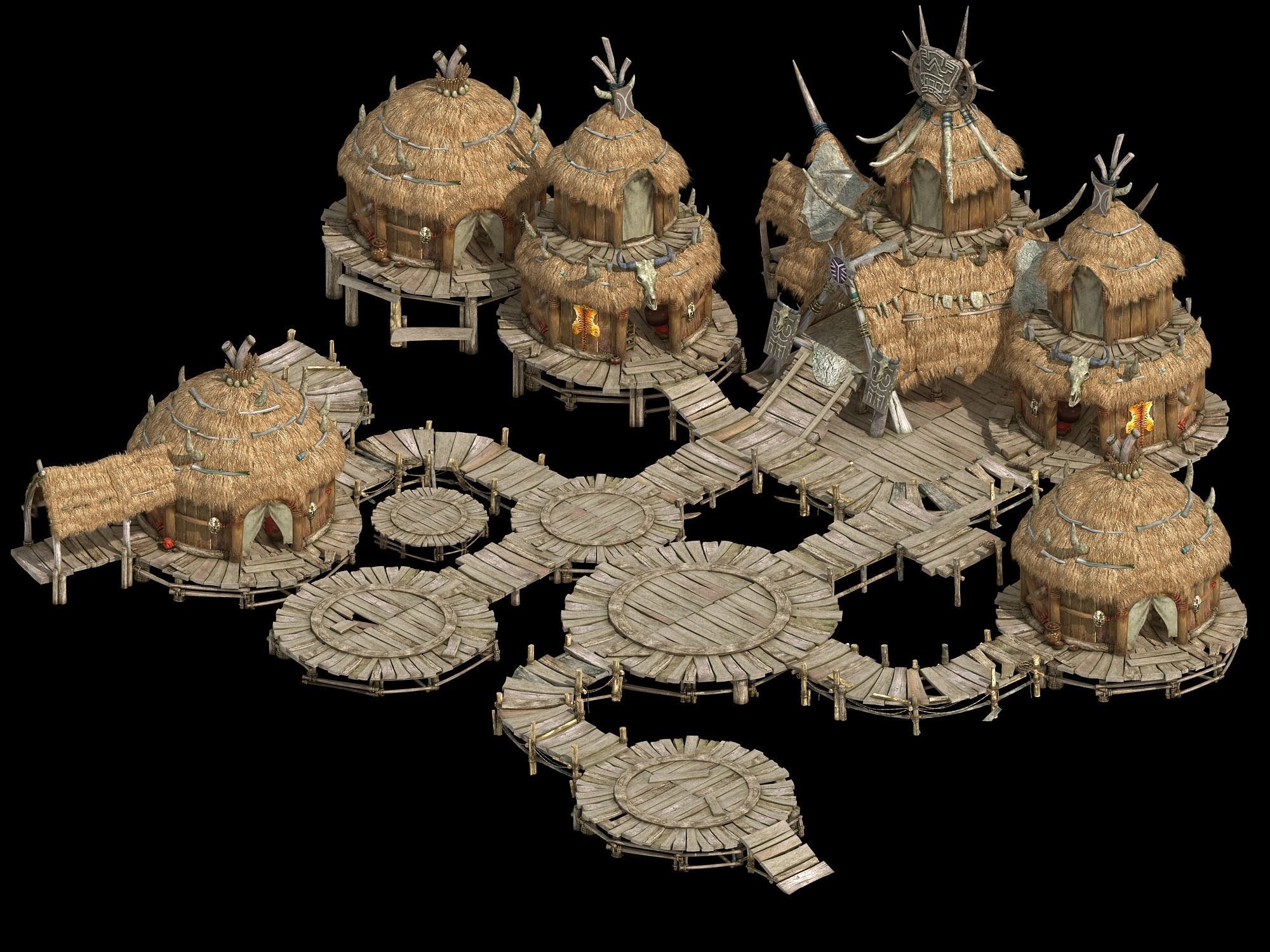 Primitive tribes - water village architecture 3D model | CGTrader