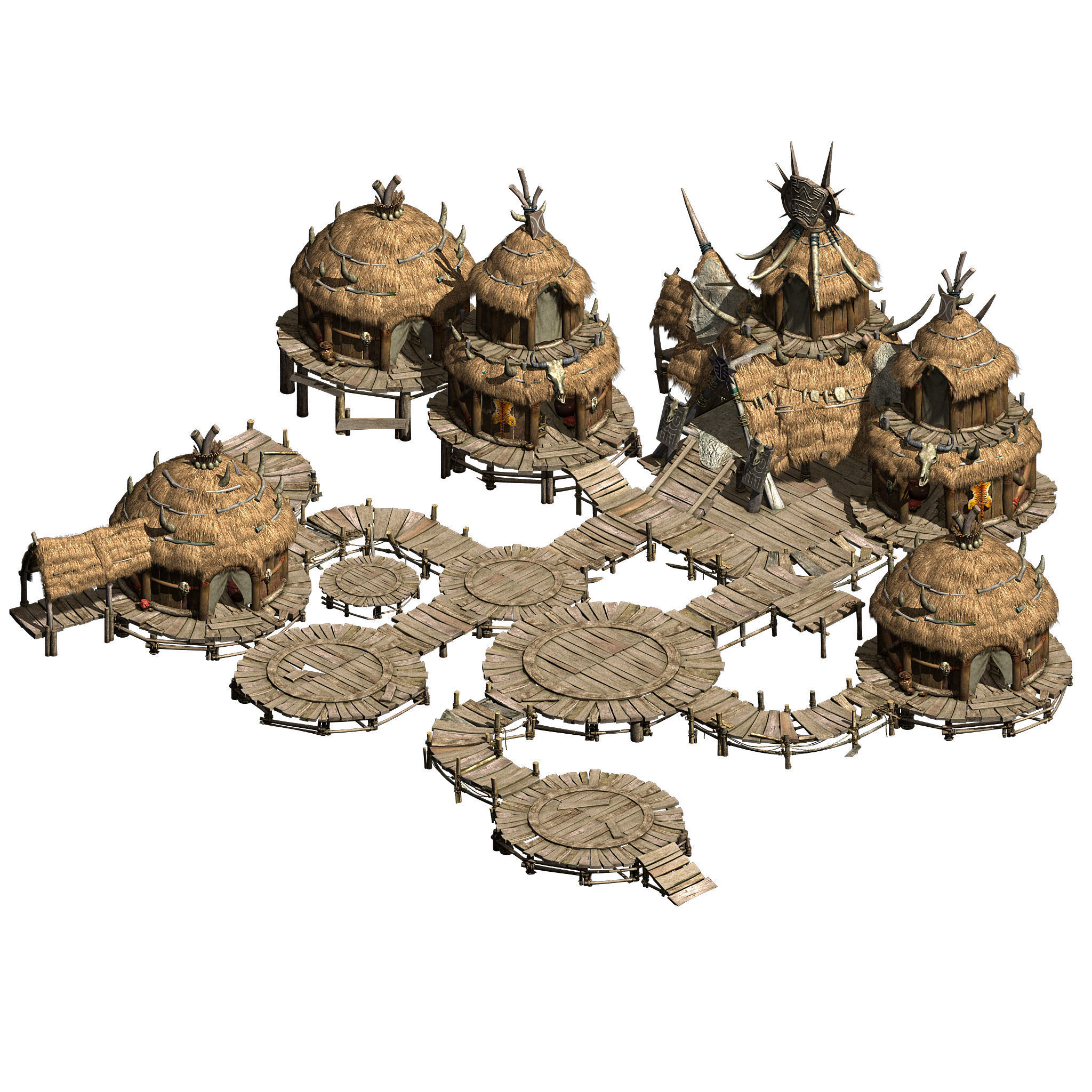 Primitive tribes - water village architecture 3D model | CGTrader