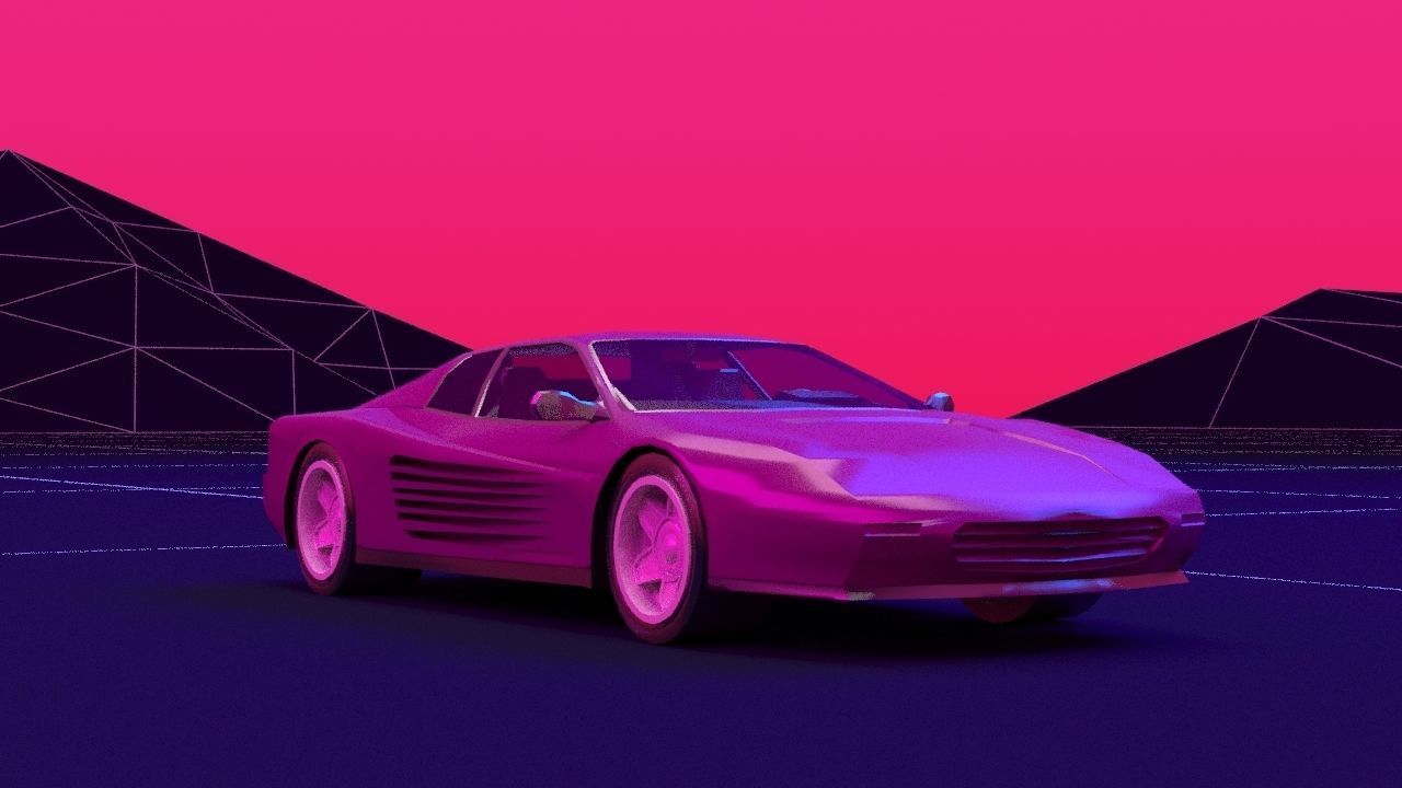 looks like a ferrari retro wave lowpoly 3D model | CGTrader