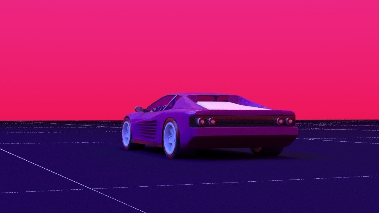 looks like a ferrari retro wave lowpoly 3D model | CGTrader
