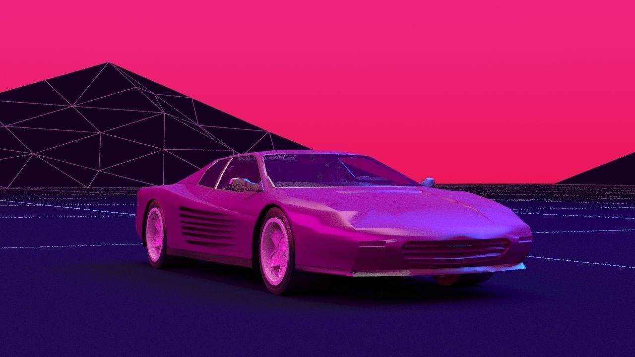 looks like a ferrari retro wave lowpoly 3D model | CGTrader