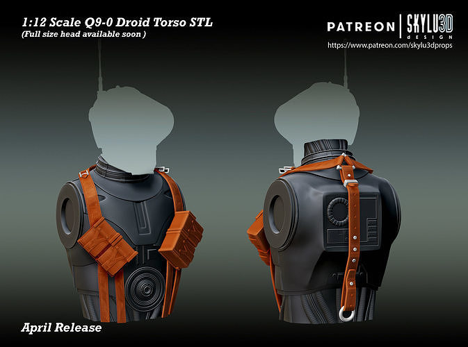 Q9-0 Driod Torso Section Only - 3D print ready STL 3D model 3D ...