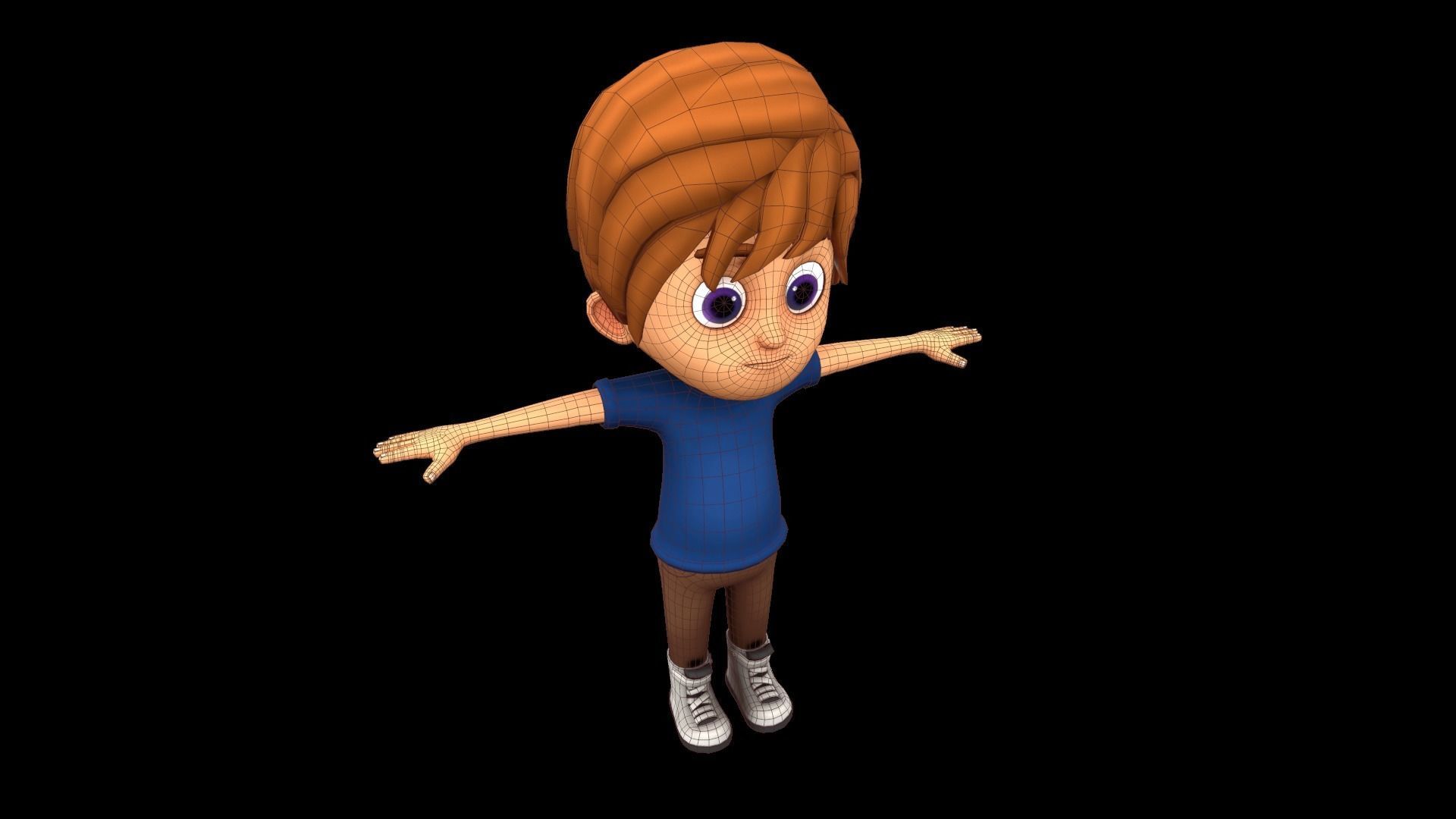 Cute Cartoon Boy Rigged Maya Model with blendshapes 3D model rigged ...