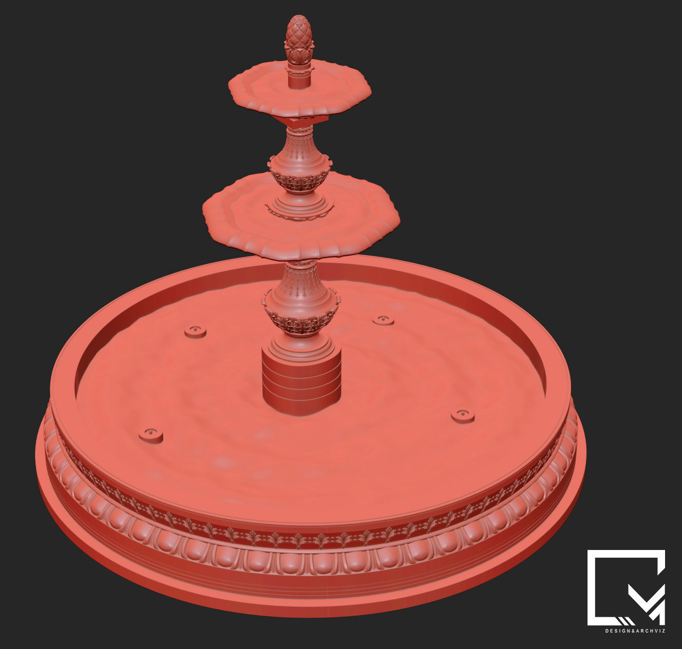 Classic Fountain 3D model animated | CGTrader