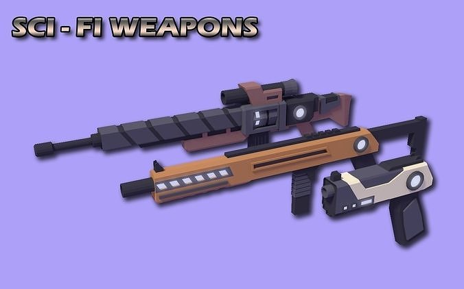3D model Low poly Sci-Guns sniper rifle VR / AR / low-poly | CGTrader