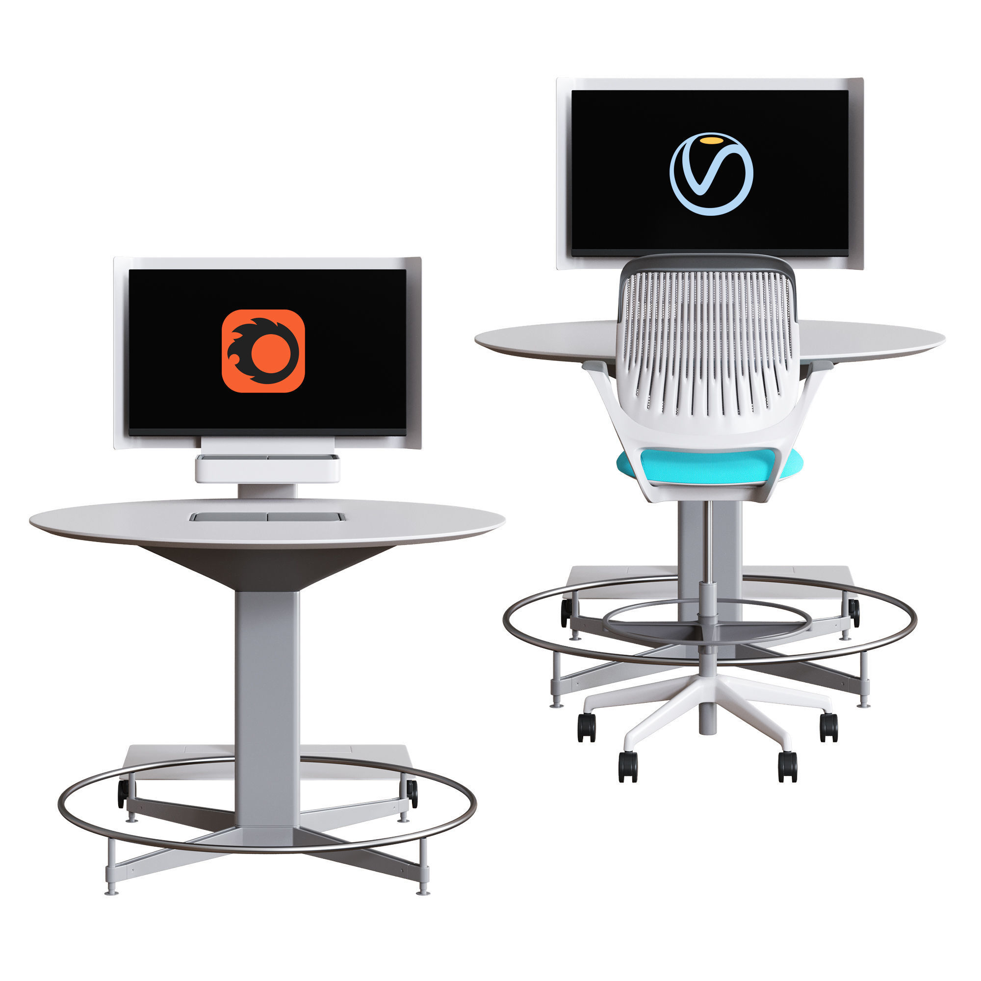 Steelcase - Media Scape Mobile and Round Table 3D model | CGTrader
