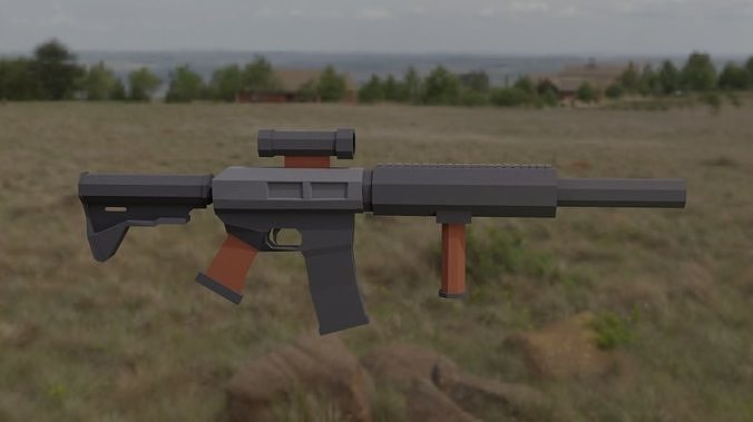 3D model low Poly Rifle in field VR / AR / low-poly | CGTrader