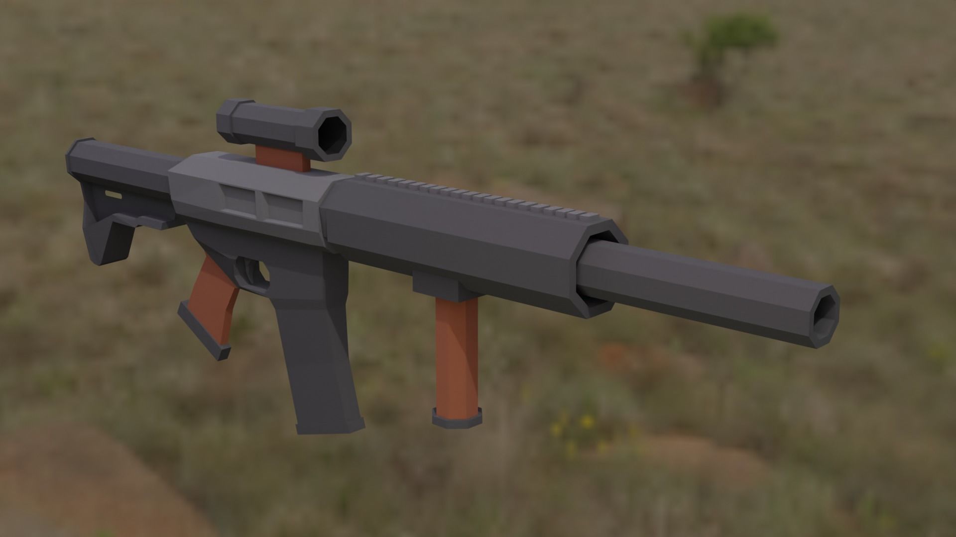 3D model low Poly Rifle in field VR / AR / low-poly | CGTrader