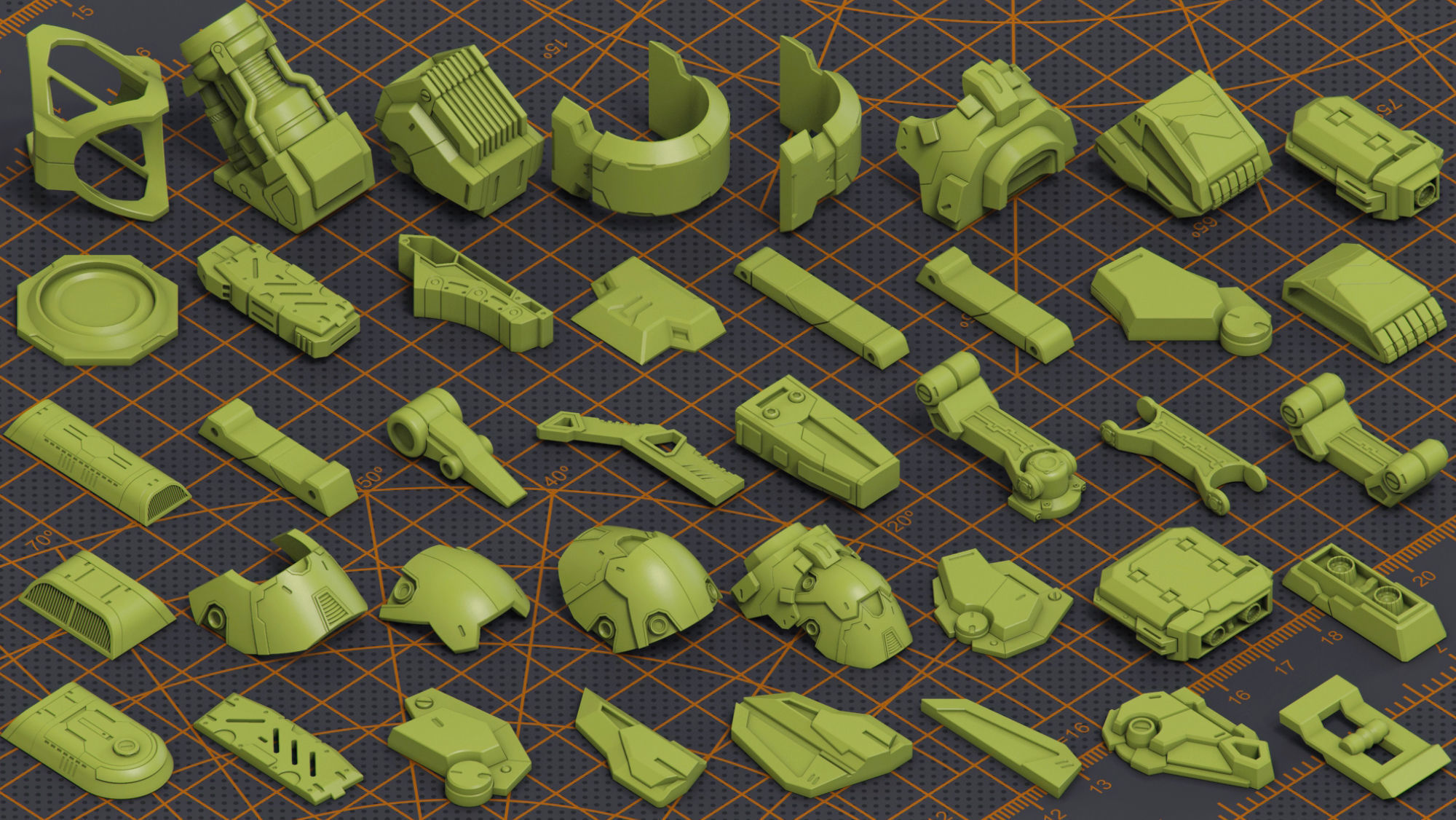 Mega Pack Hard Surface Kitbash 320 DETAILS 3D model | CGTrader