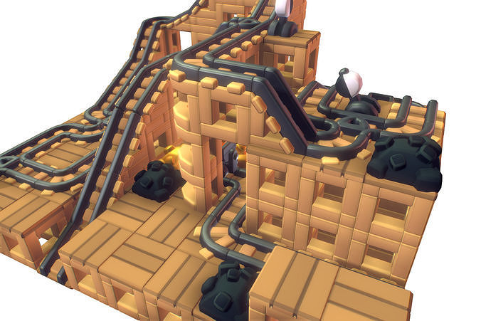 3D model Cube World Mine Rail System - Proto Series VR / AR / low-poly ...