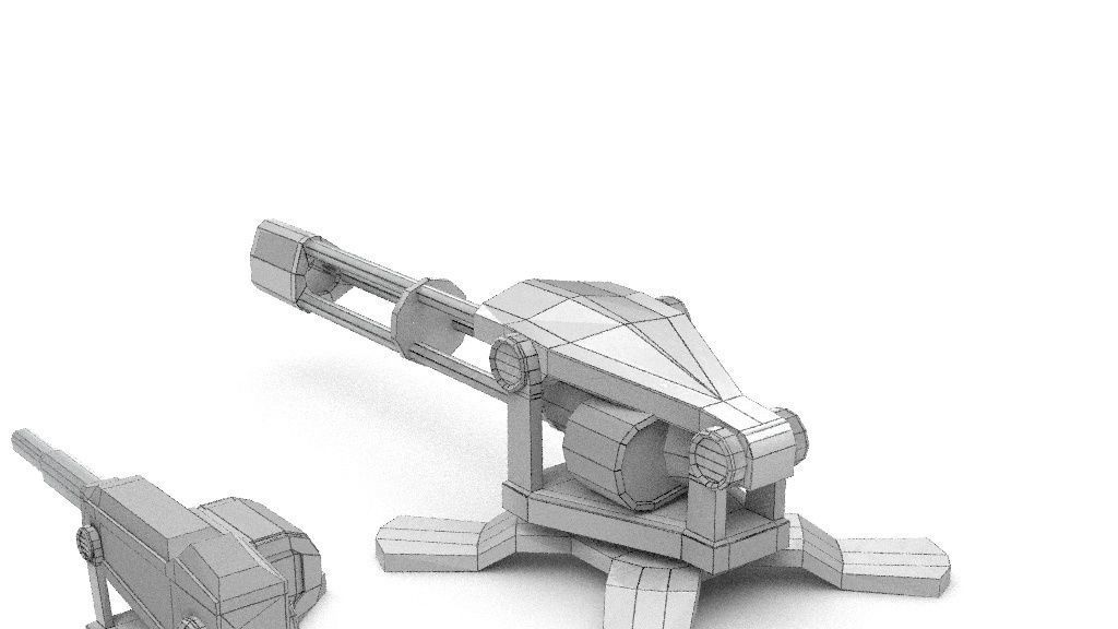 3D model Automatic turret gun PBX animated set VR / AR / low-poly ...