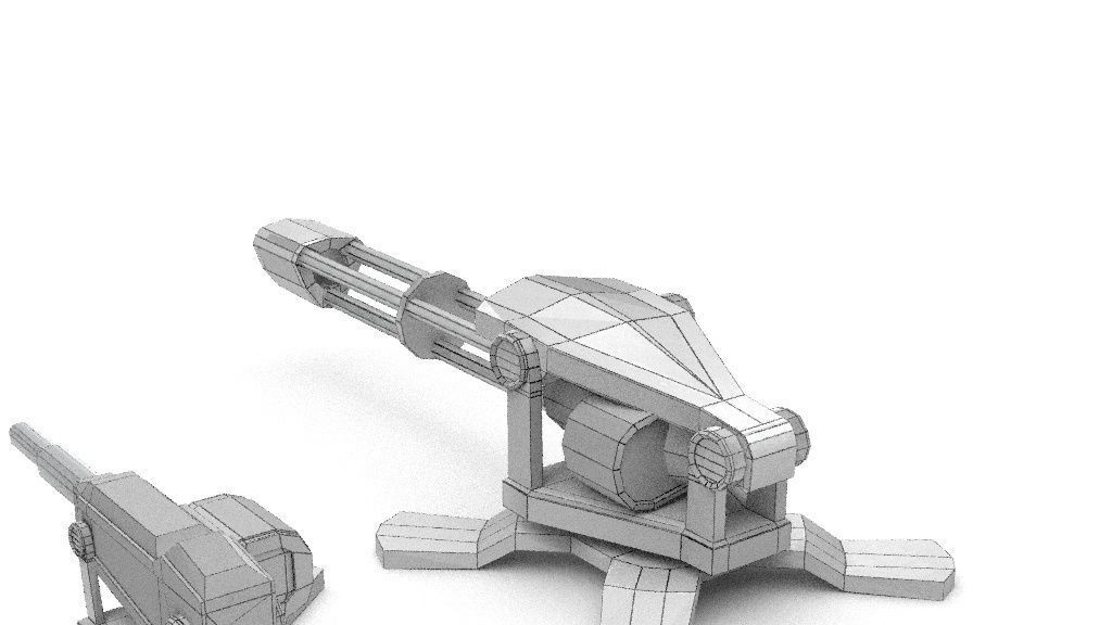 3D model Automatic turret gun PBX animated set VR / AR / low-poly ...