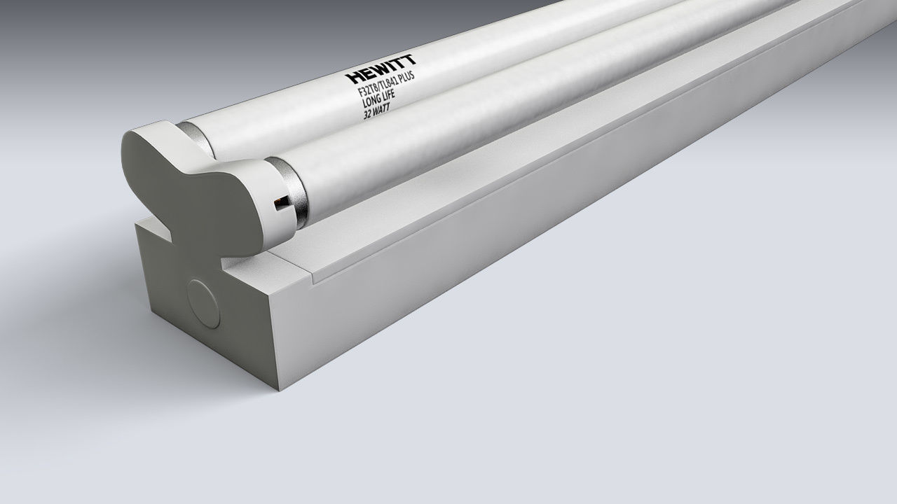 3D model Double Fluorescent Tube Fixture VR / AR / low-poly | CGTrader