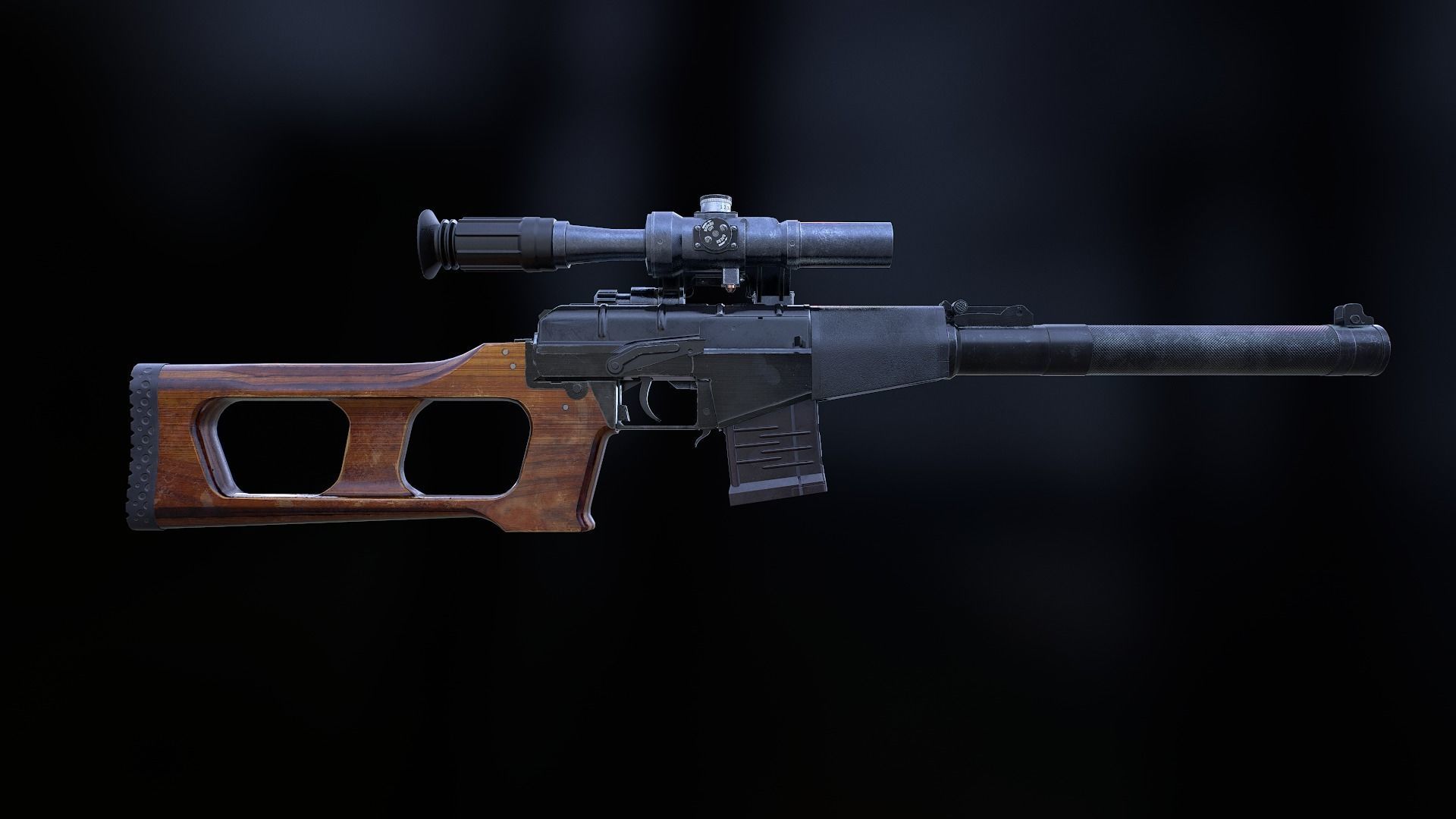 3D model VR - AR VSS Vintorez sniper rifle PBR VR / AR / low-poly ...