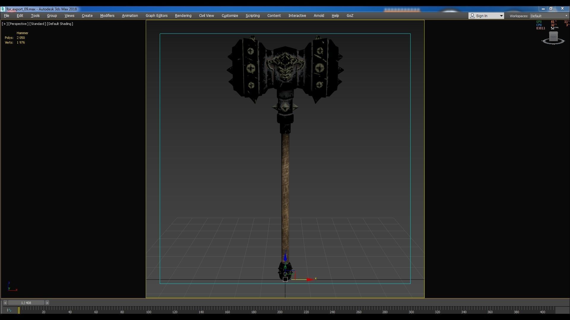 3D model Spiked warhammer VR / AR / low-poly | CGTrader