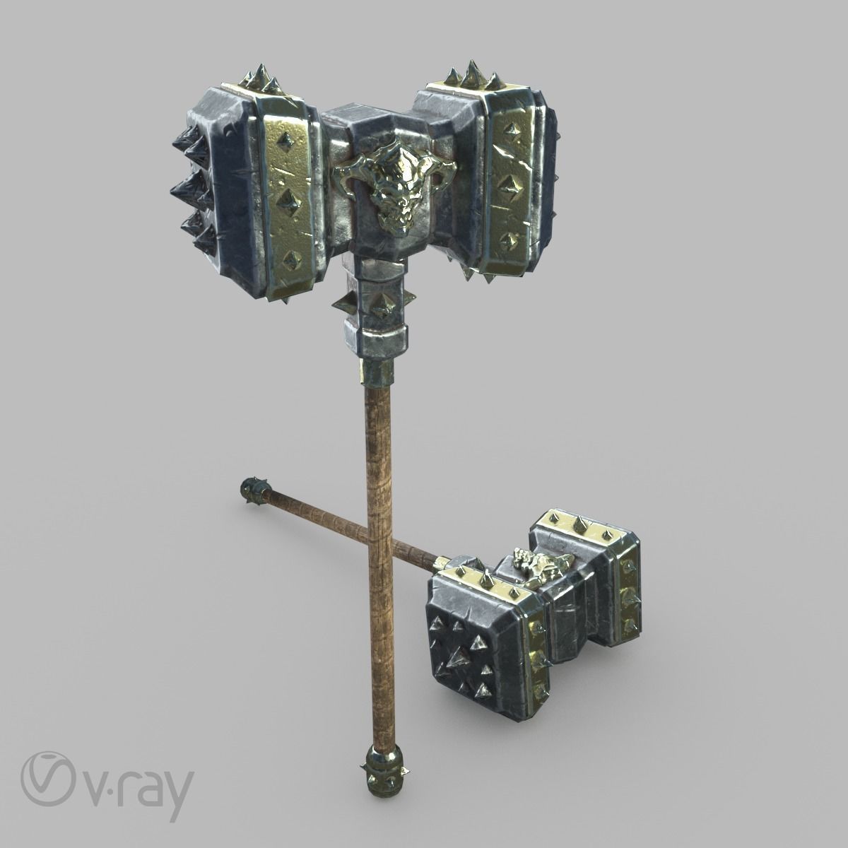 3D model Spiked warhammer VR / AR / low-poly | CGTrader