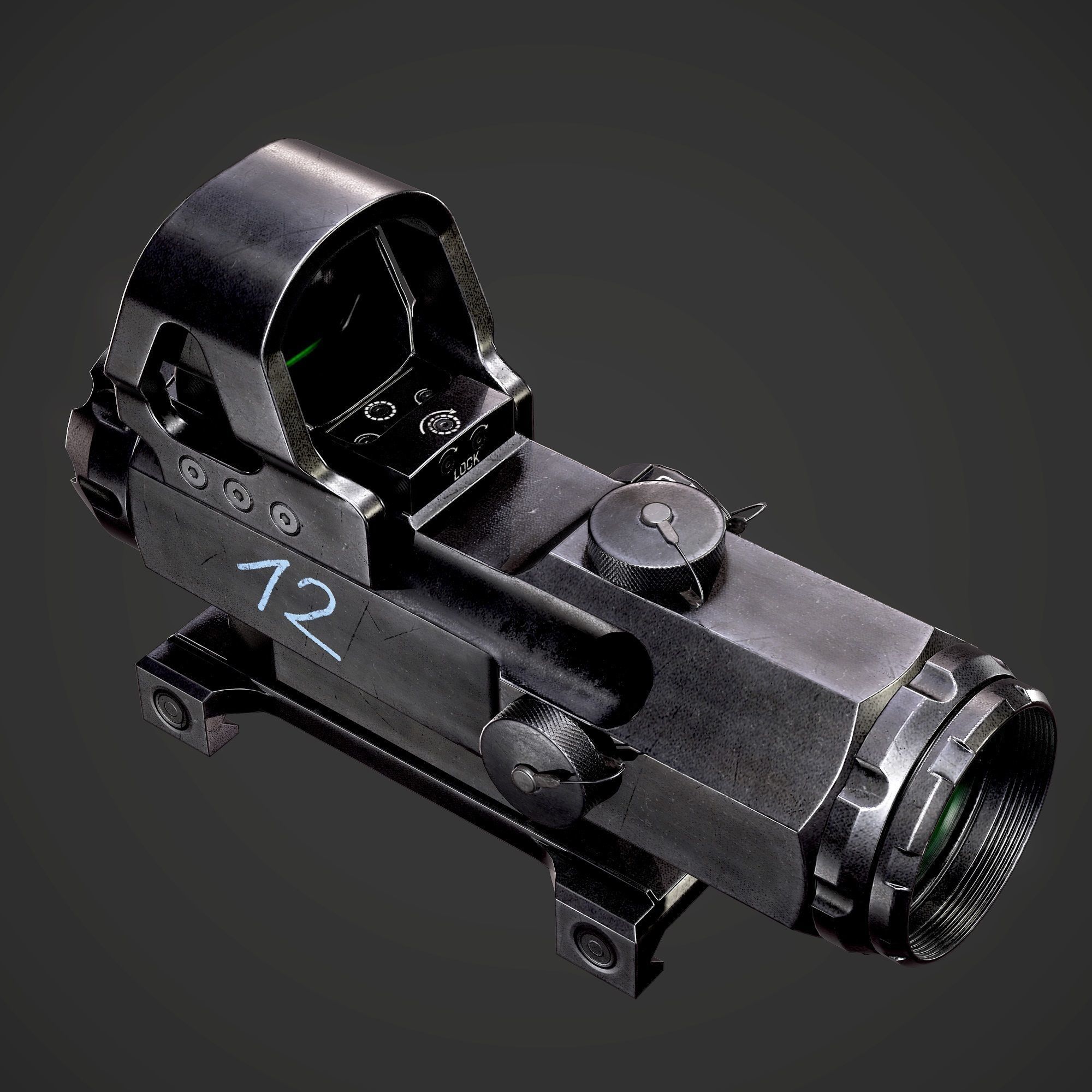 3D model 4x24mm Scope Sight Game Ready FPS AAA Asset VR / AR / low-poly ...