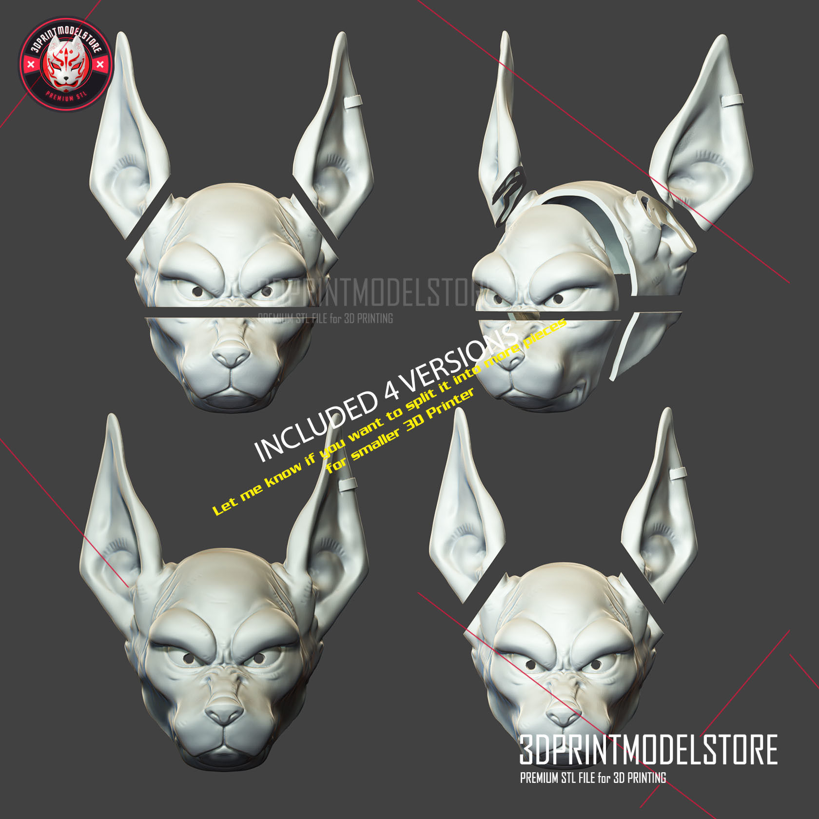 3D Printable Beerus Mask Cosplay - Anubis Helmet STL 3D model 3D ...