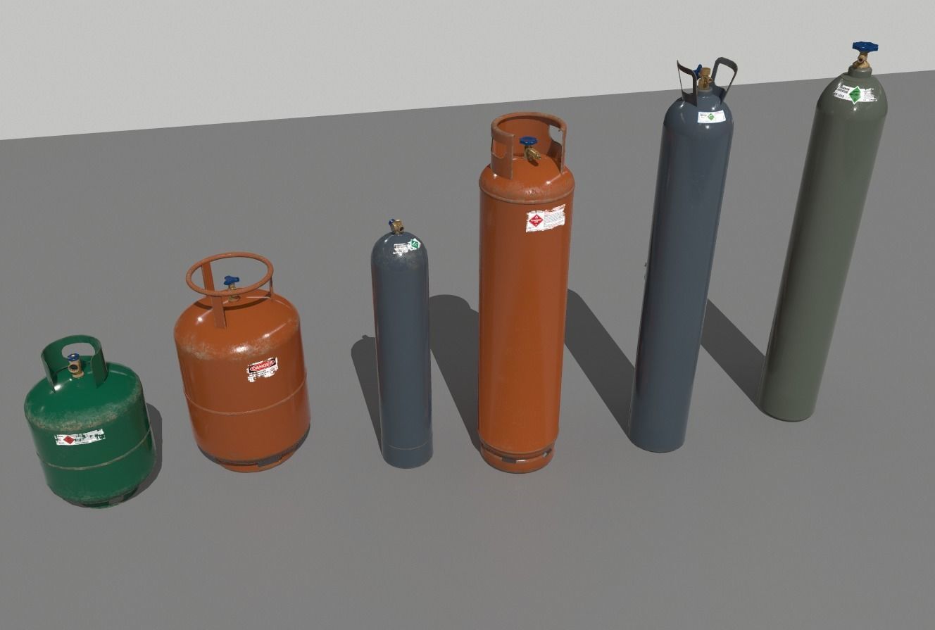 3D model Industrial Gas Cylinders Pack 2 VR / AR / low-poly | CGTrader