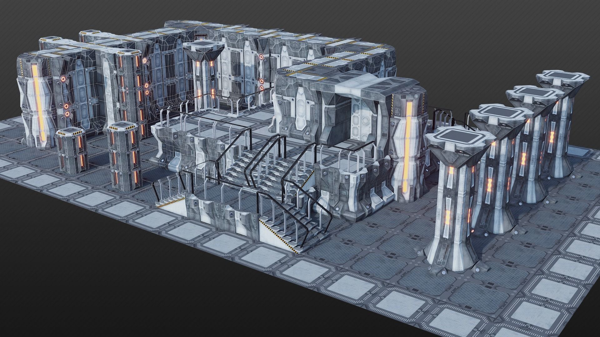 3D model Sci-fi asset modules pack VR / AR / low-poly | CGTrader