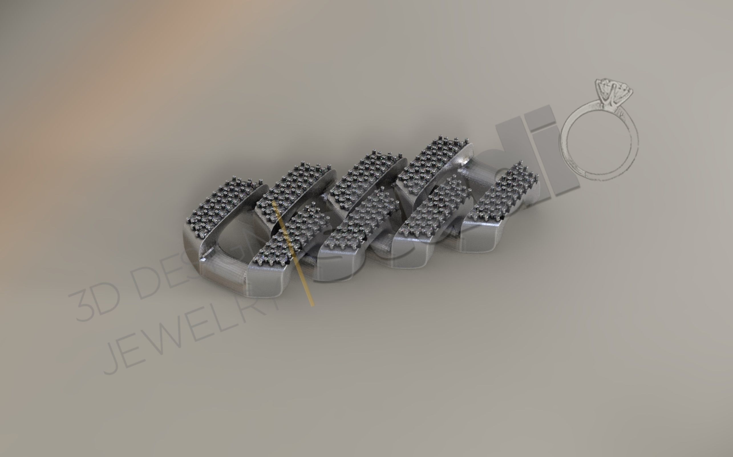Cuban chain link design with gems 3d model 3D model 3D printable | CGTrader