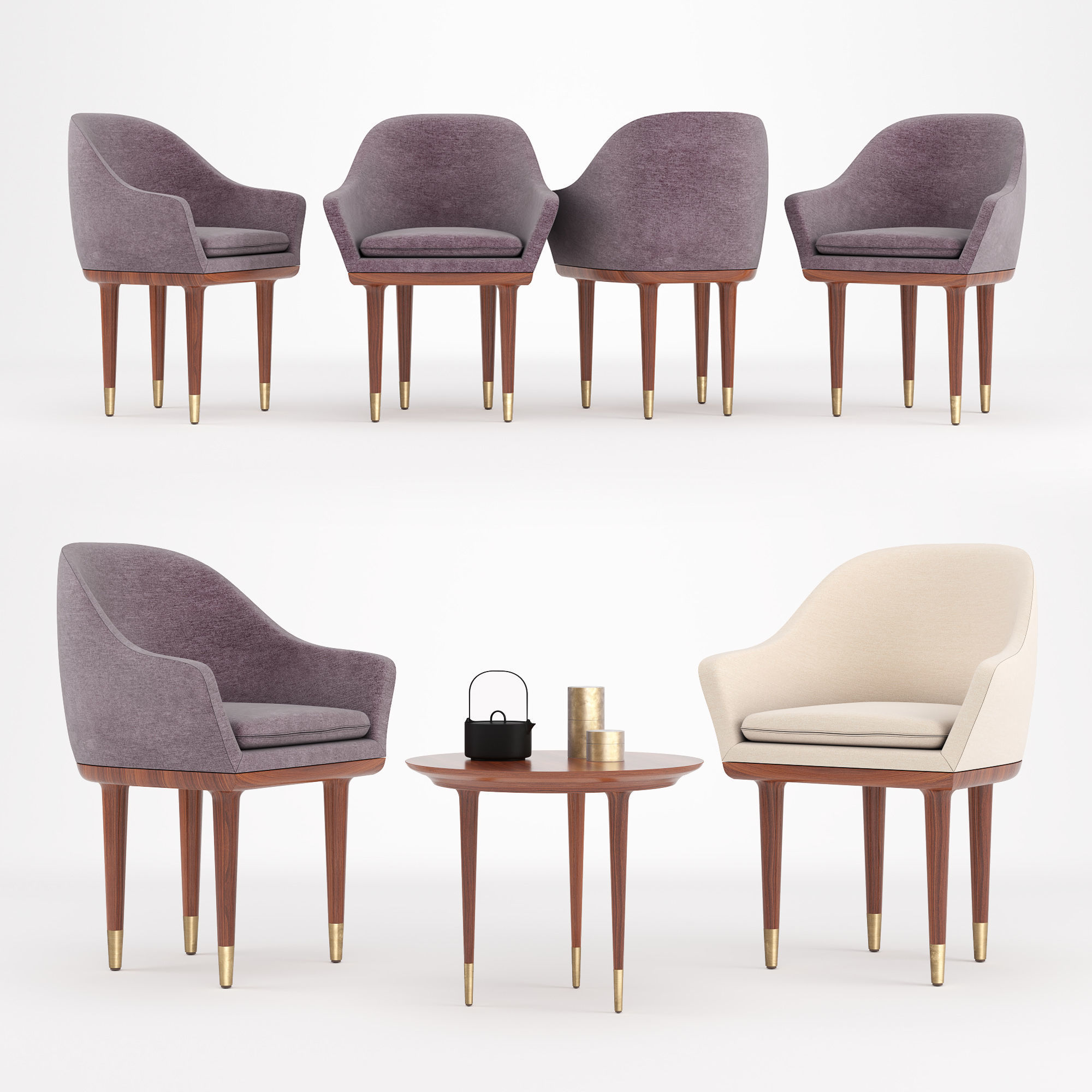 Stellar Works - Lunar Dining Chair Small and Side Table 3D model | CGTrader