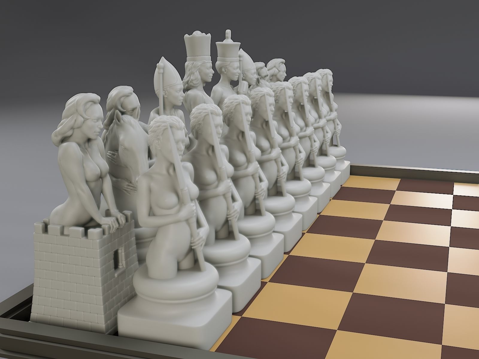 Beautiful Chess Female 3D model 3D printable | CGTrader