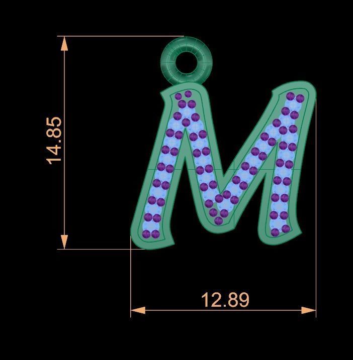Alphabets Big M Letter Pendant 3D model 3D printable | CGTrader